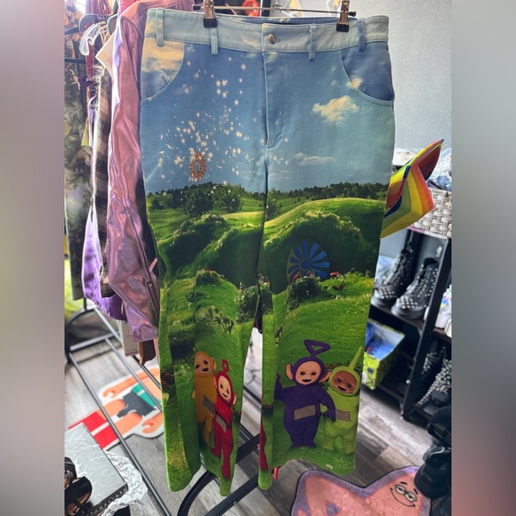 Dolls Kill | Bottoms | Teletubbies Collab Smile On Wide Leg Pants Xl ...
